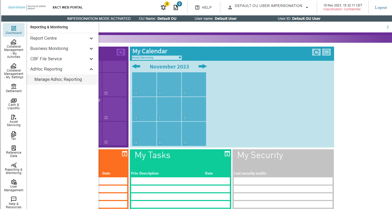 Xact Web Portal: Ad hoc reporting functionality for Statements of Holdings